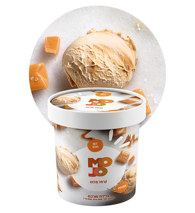 קרמל מלוח - שלגונים מרכיבים מובחרים ופירות אמיתים | Mojo Ice Cream